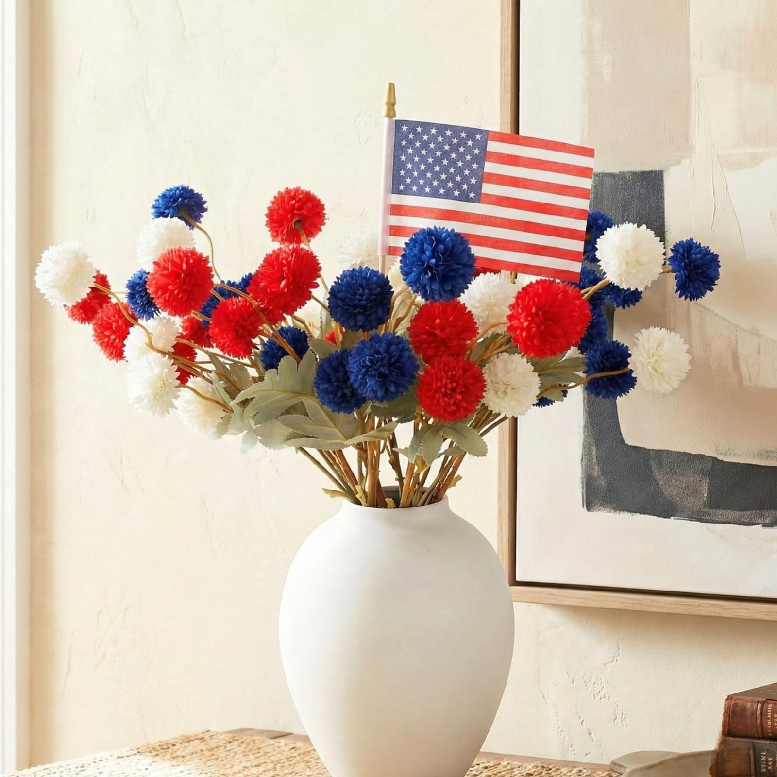 Beige Silk Mums Artificial Flowers 10 Stems Eucalyptus Faux Floral Home ...