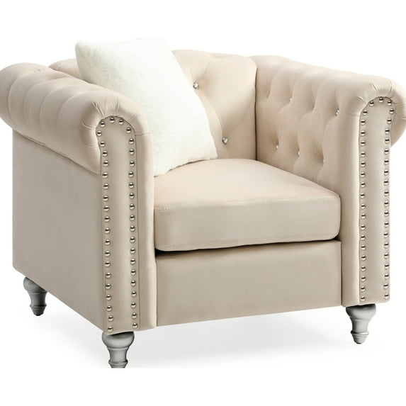 Beige Single - Seater Chair | Fast Setup in Small Corners | Velvet with ...