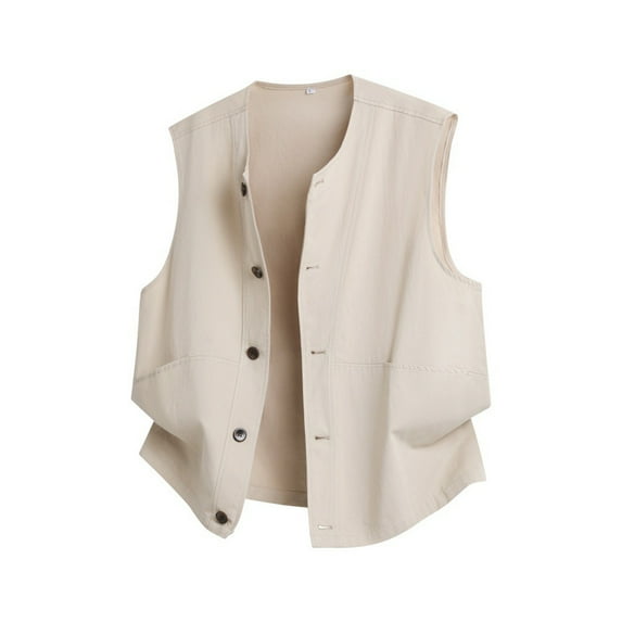 Beige Sleeveless Vest for Man Fall Summer Crewneck Spandex Rayon Work ...