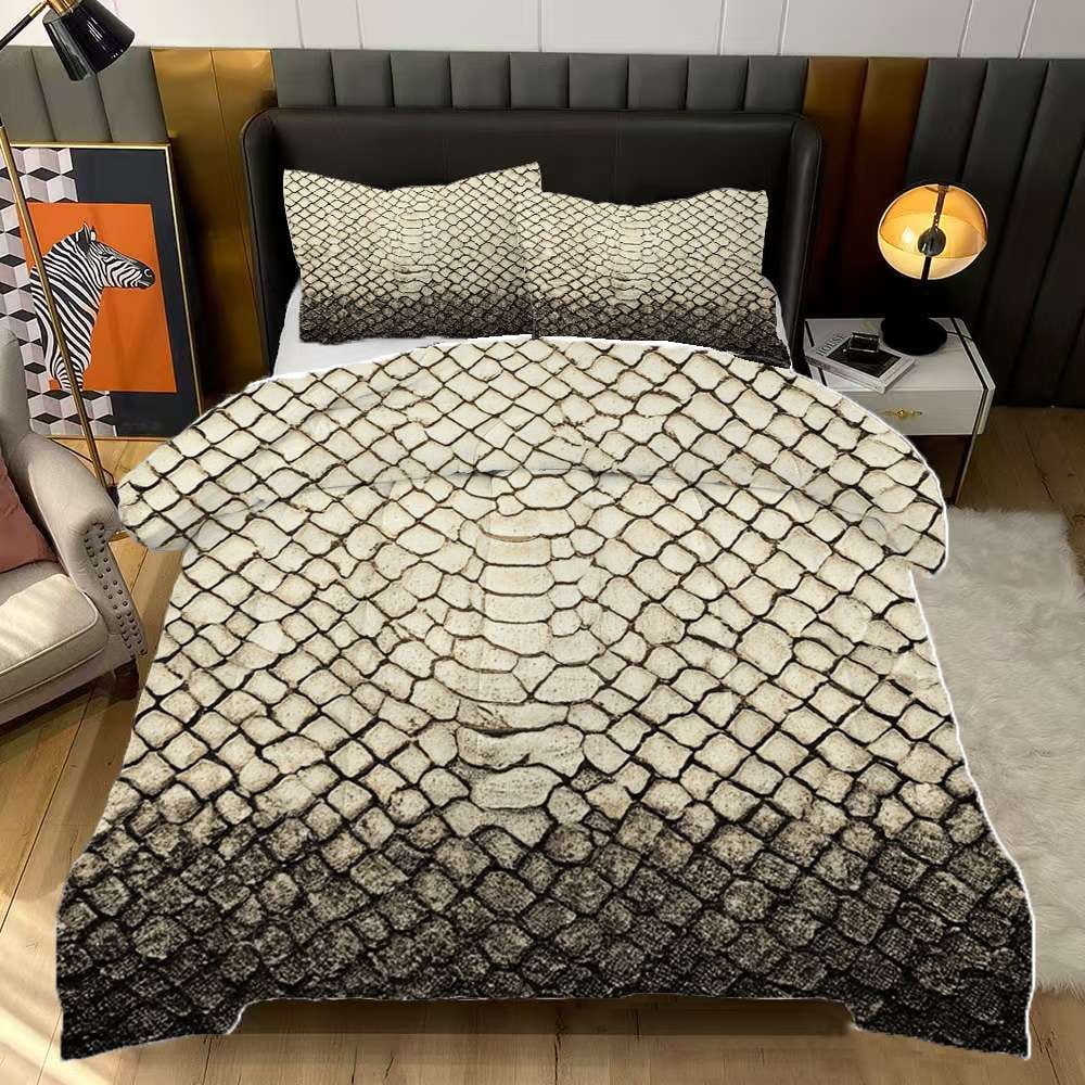 Beige Snakeskin Textured Background Comforter Set Twin Size Bedding Set ...