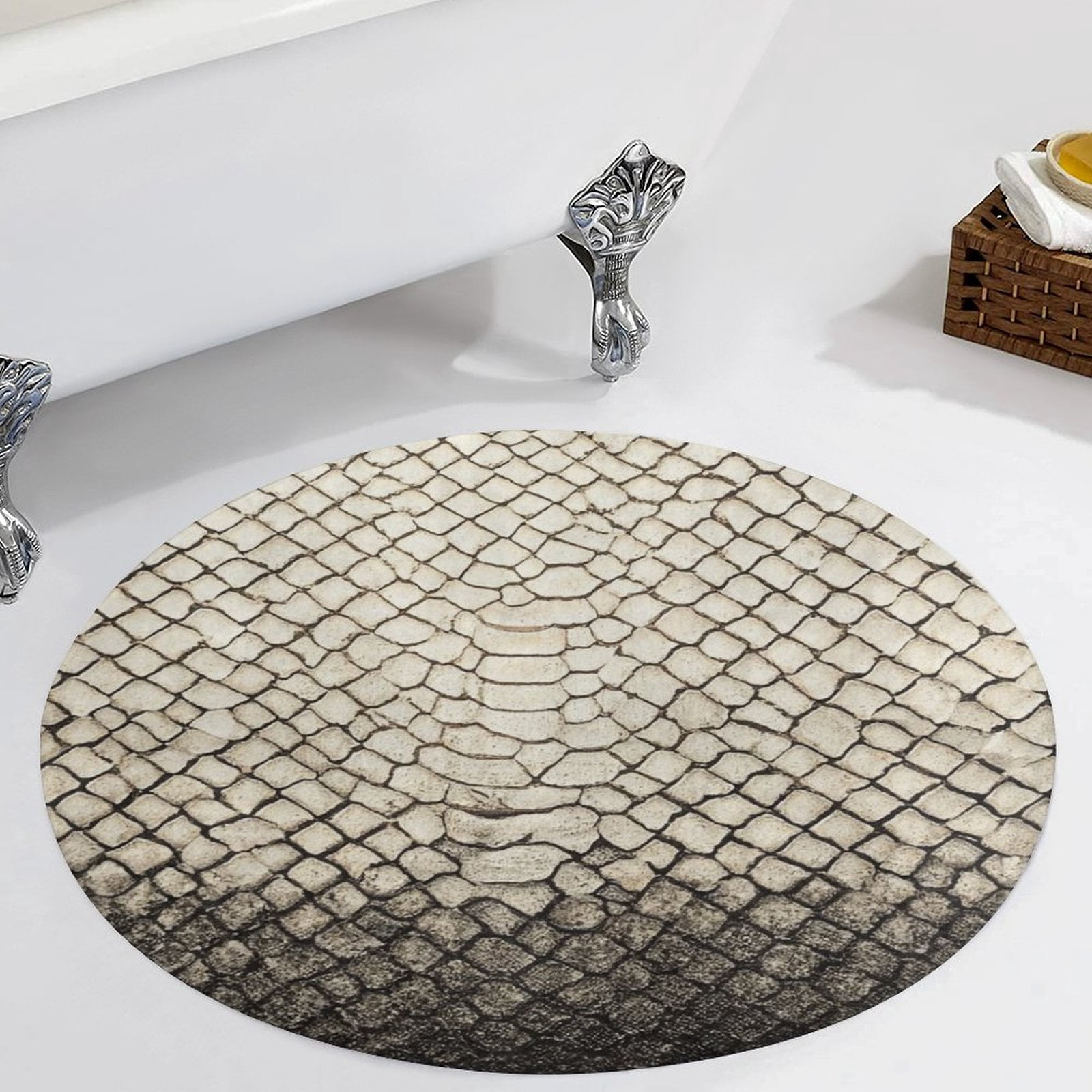 Beige Snakeskin Textured Background Round Carpet Circle Rug Outdoor ...
