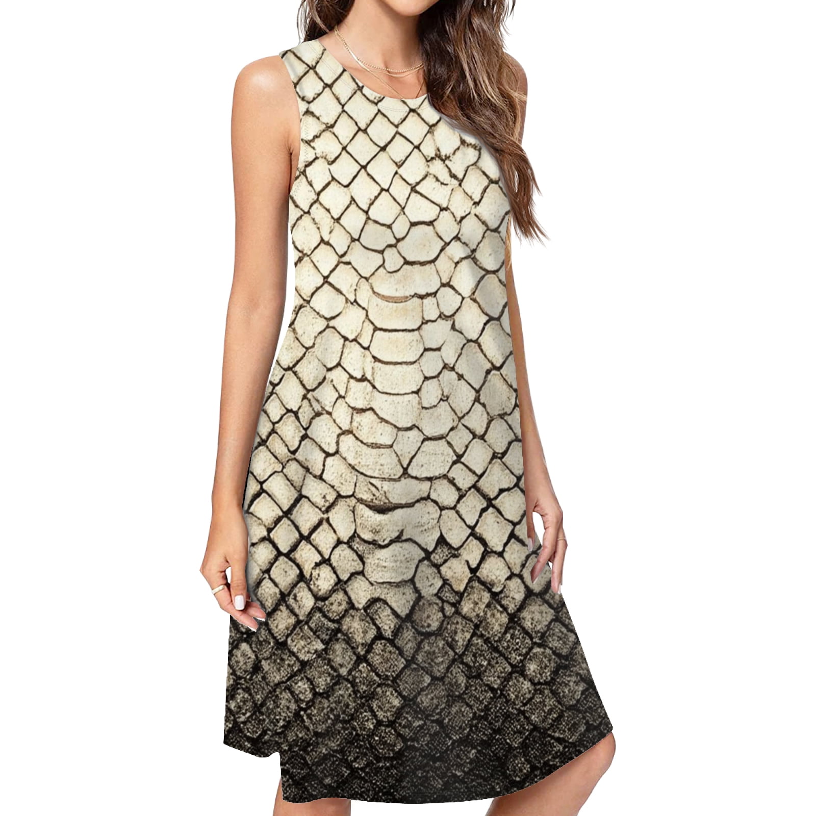 Beige Snakeskin Textured Background Spring Summer Dresses For Women ...