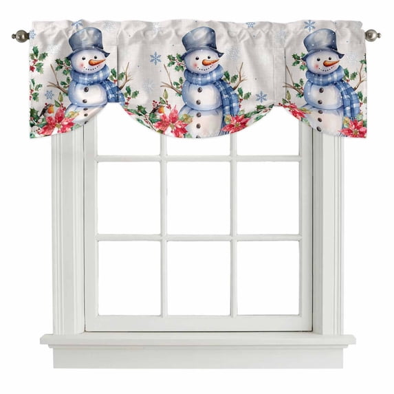 Beige Snowman Tie Up Valance Curtains for Windows, Kitchen Curtains ...