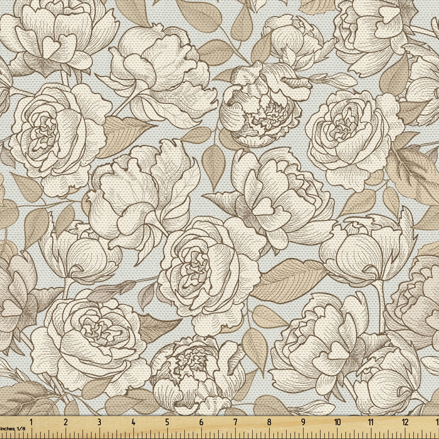 Ambesonne Beige Fabric by the Yard Upholstery, Wedding Bouquet Flora ...