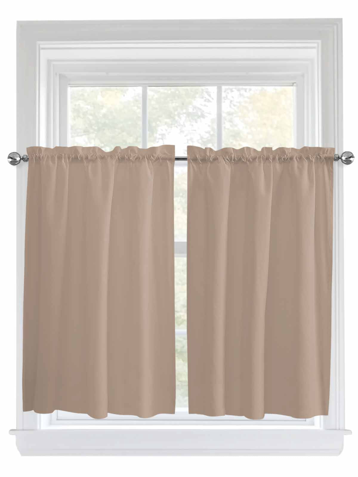 Beige Solid Color 2 Panel Kitchen Curtains for Windows, Aesthetics ...