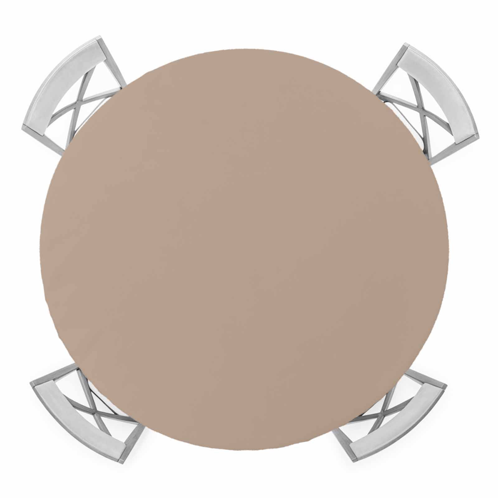 Beige Solid Color Round Tablecloth for 55-60 Inch Tables, Fitted Table ...