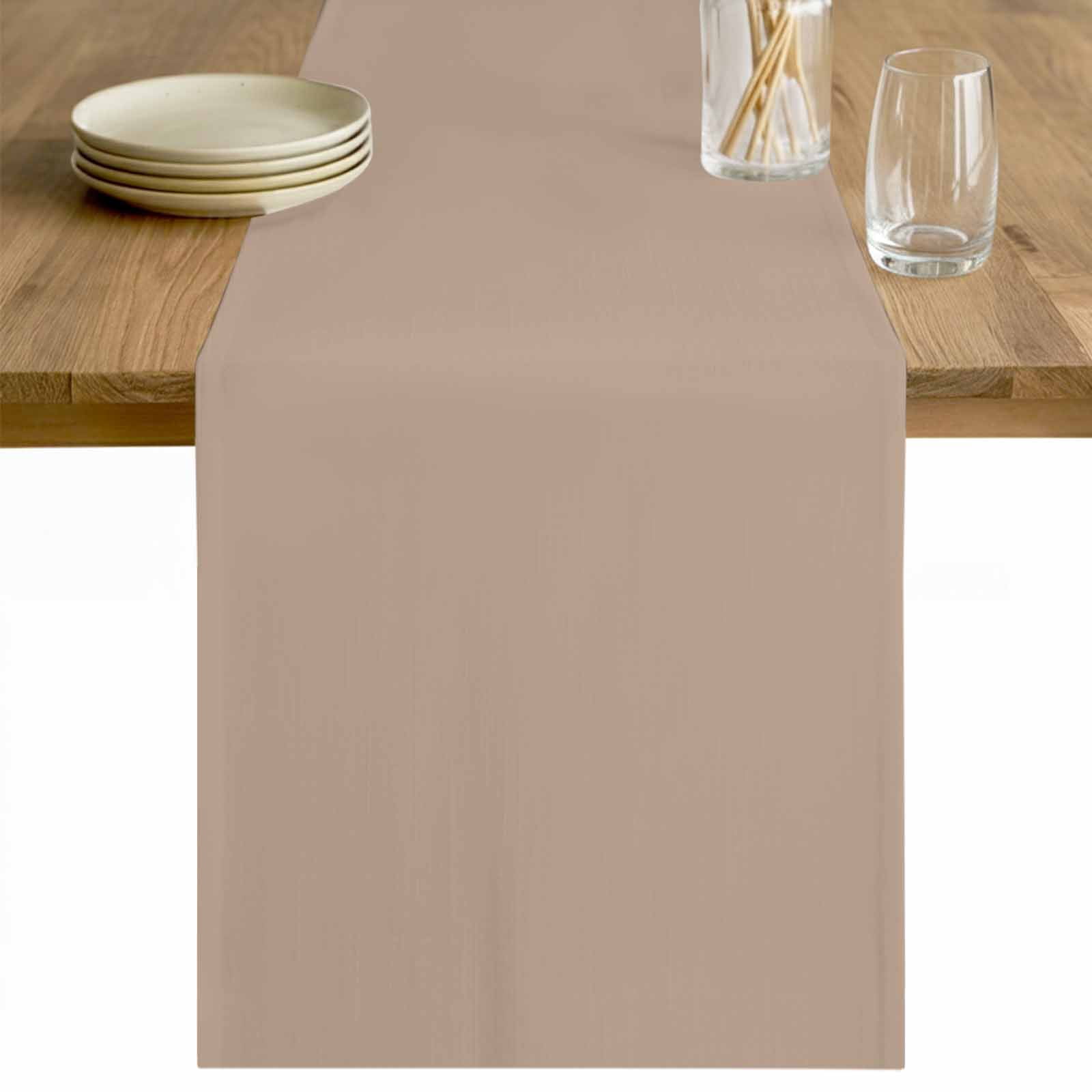 Beige Solid Color Table Runner - 108 Inch Long Aesthetics Contemporary ...