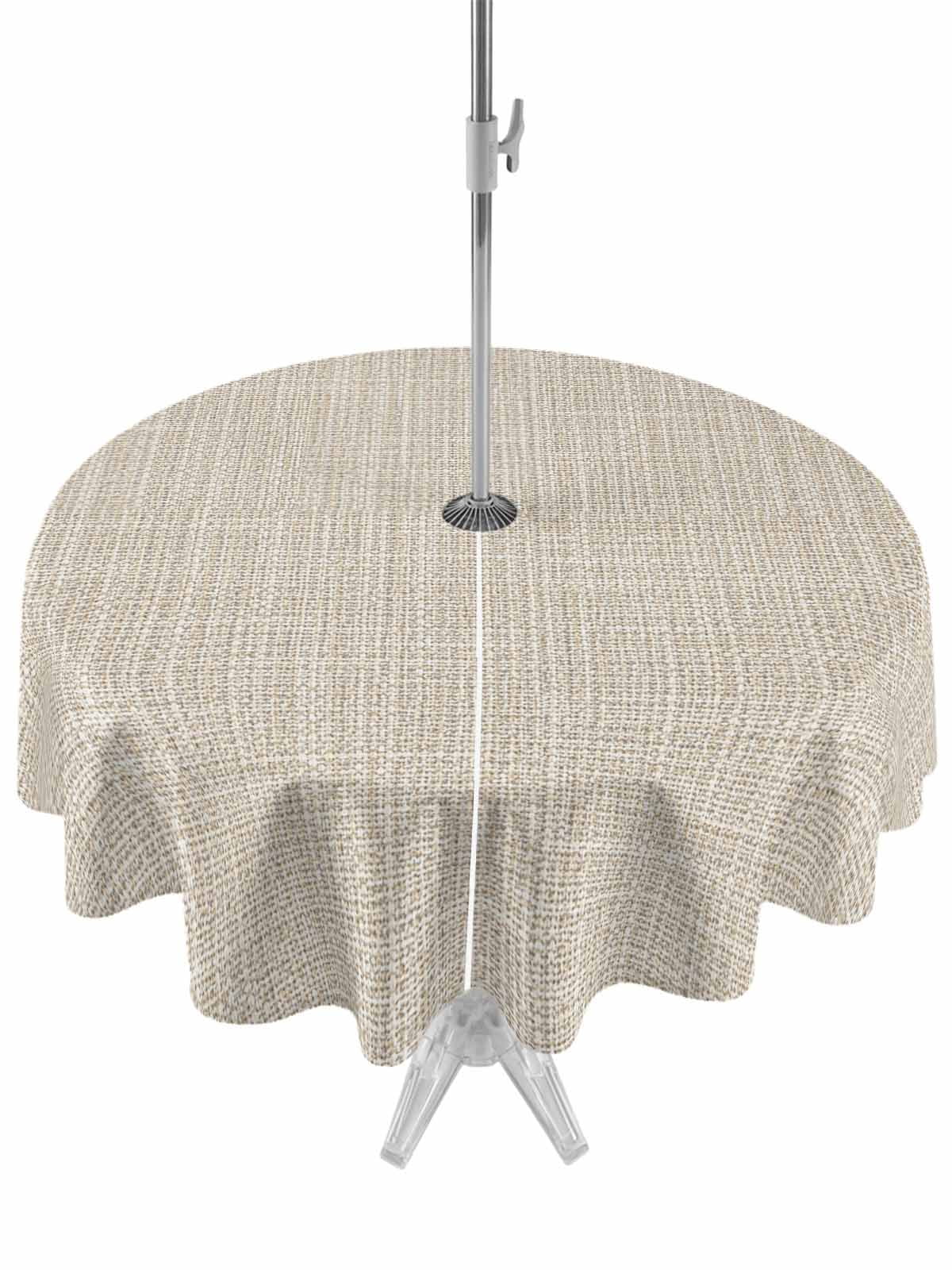 Beige Solid Round Outdoor Tablecloth with Umbrella Hole Minimalist ...