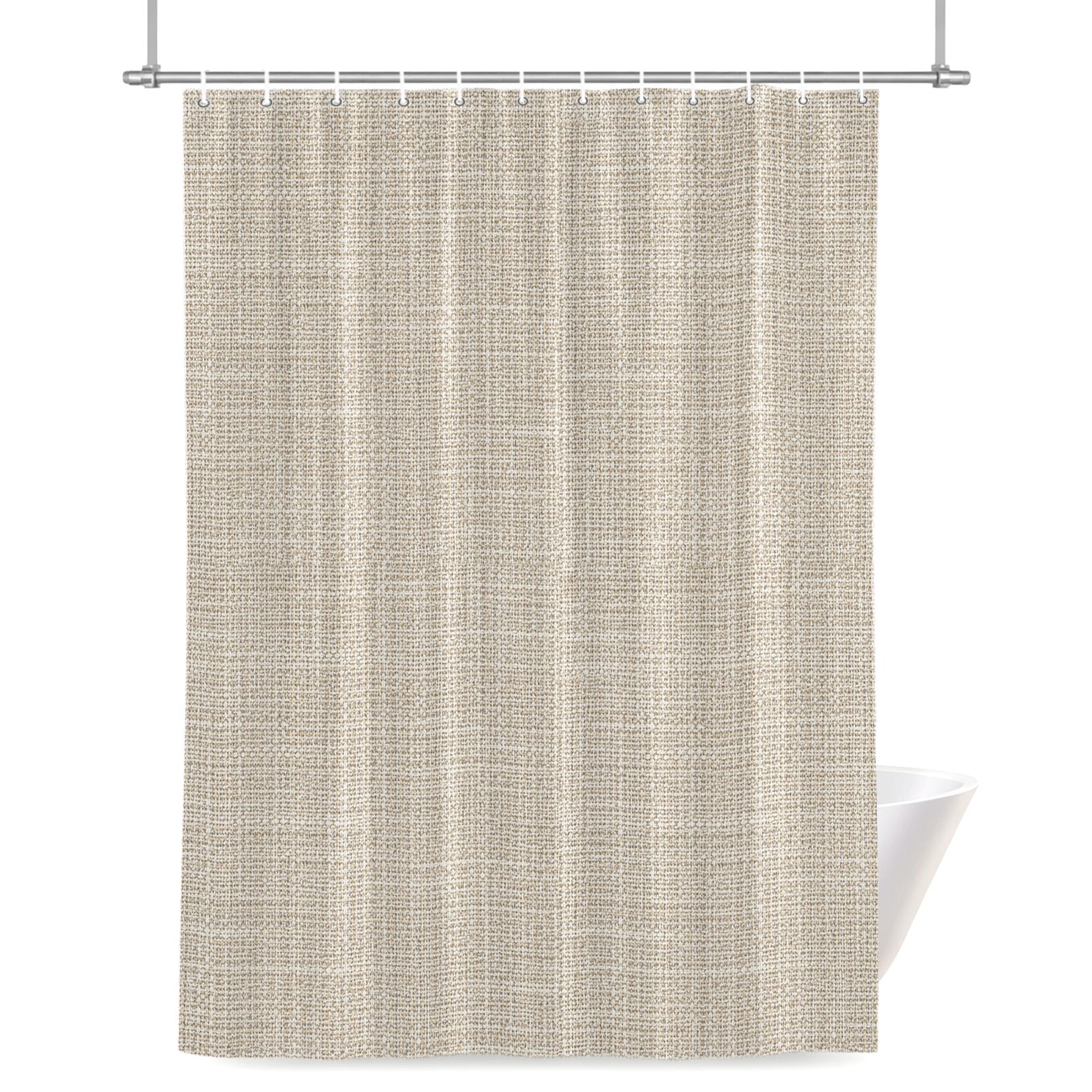 Beige Solid Shower Curtains for Bathroom, Minimalist Cloth Cream Khaki ...
