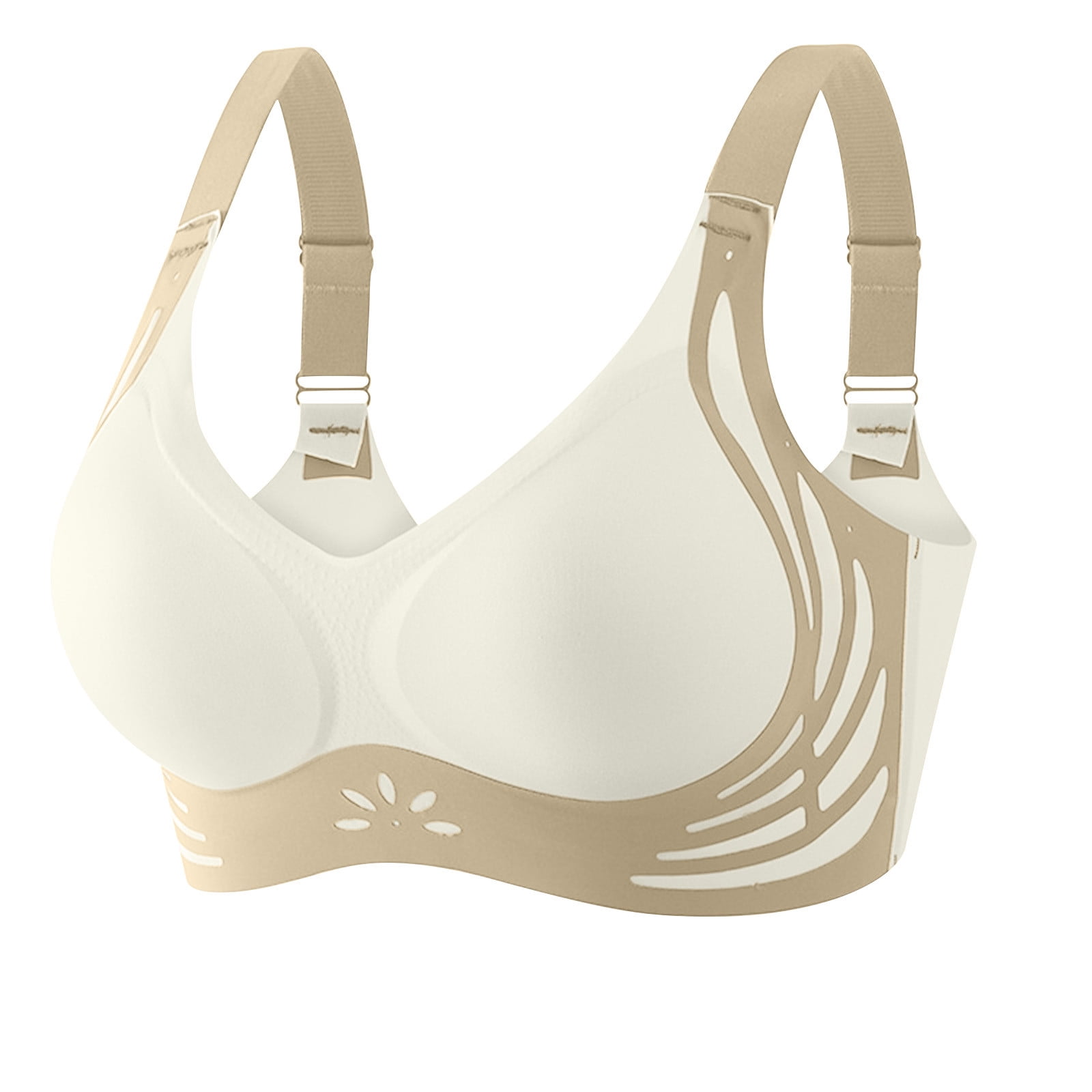 Beige Spandex Bralettes for Juniors Color Block Loose Fit Seamless No ...