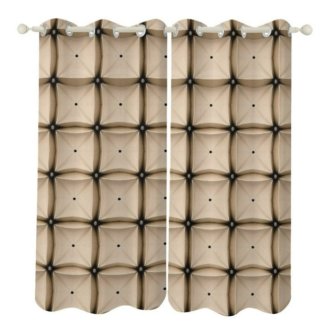 Beige Square Pattern Repeating Texture Blackout Curtains 2 Panel Rod ...