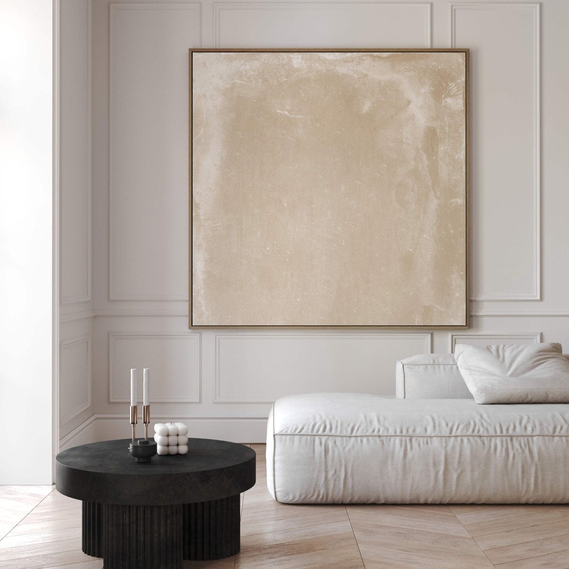 Beige Square Wall Art Abstract Art Minimalist Wall Art Living Room ...