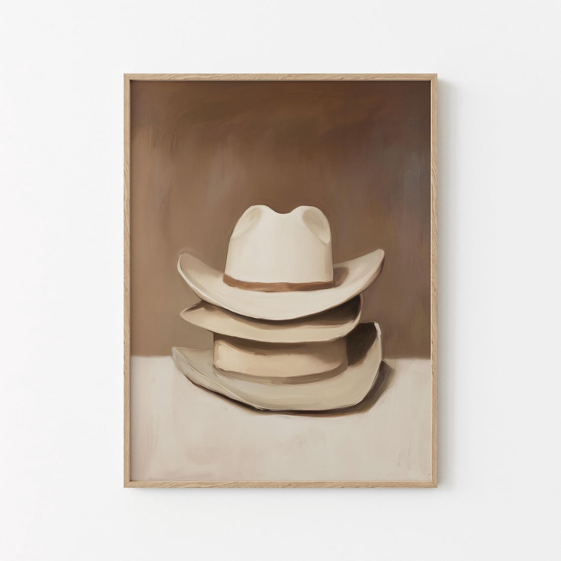 Beige Stacked Cowboy Hats Print, Rugged Western Wall Art, Texas Style ...