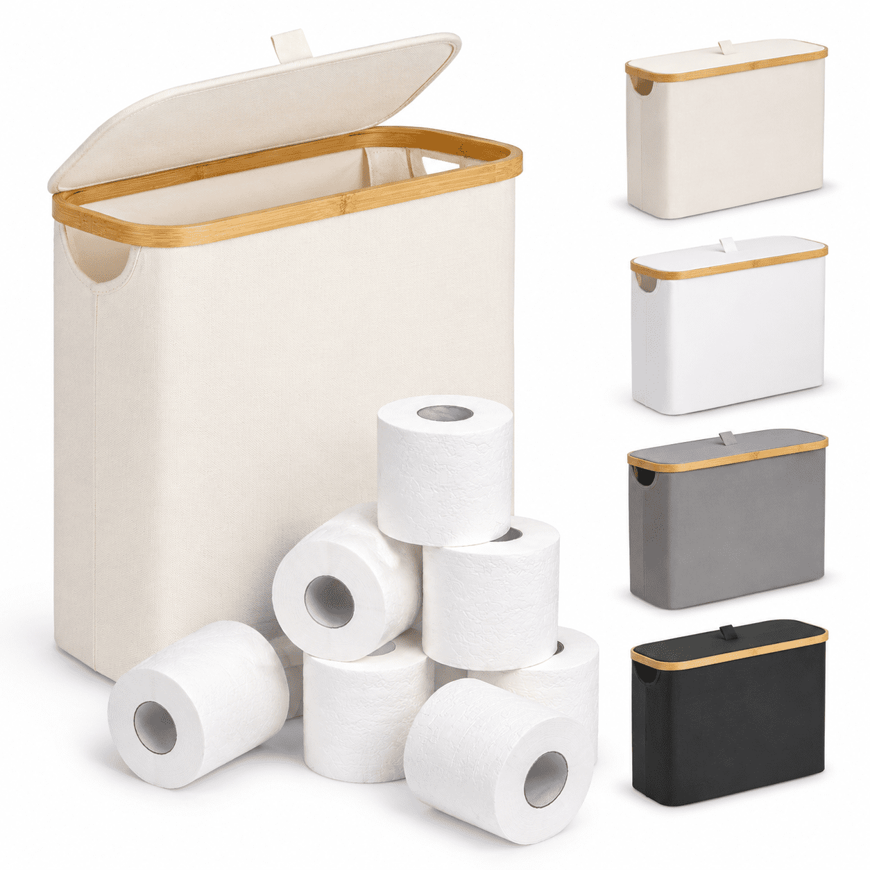 Beige Standard Toilet Paper Storage Holder, Holds 9-12 Rolls ...