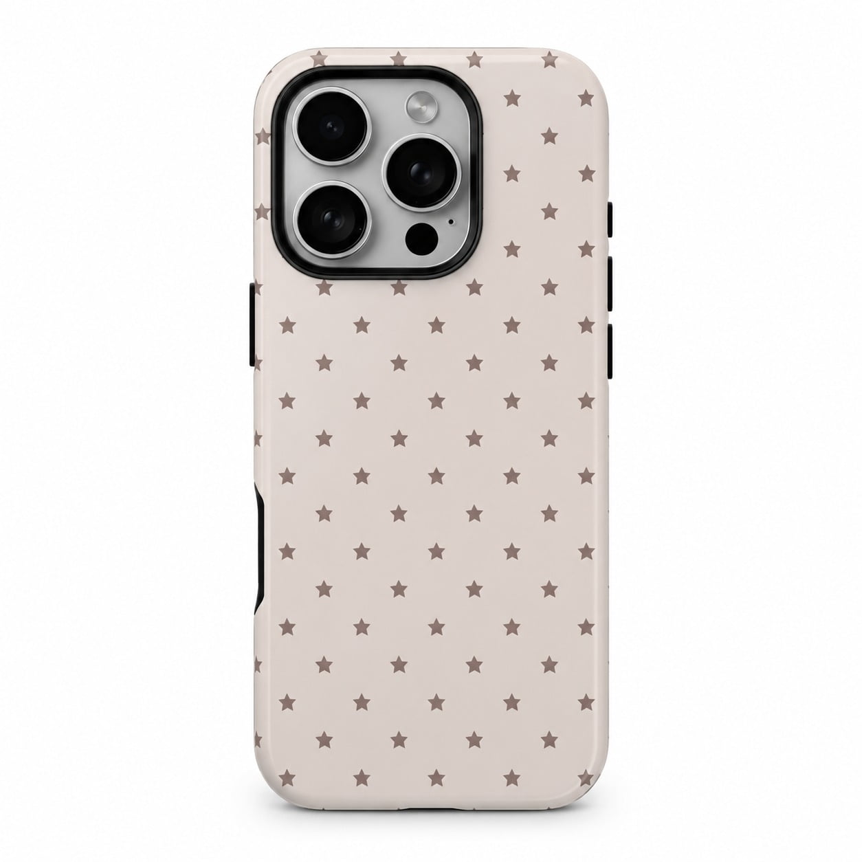 Beige Star Print Tough Phone Case for iPhone 17 16 15 14 13 12 11 Pro ...