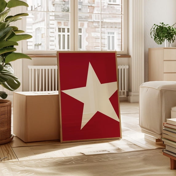 Beige Star Retro Aesthetic Wall Art, Unframed Paper Print Size 24x36 ...