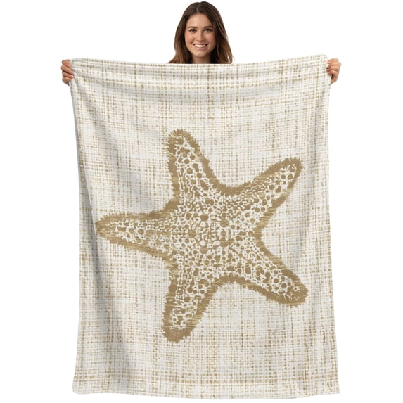 Beige Starfish Blanket Soft Cozy Warm Throw Blanket for Couch, Plush ...