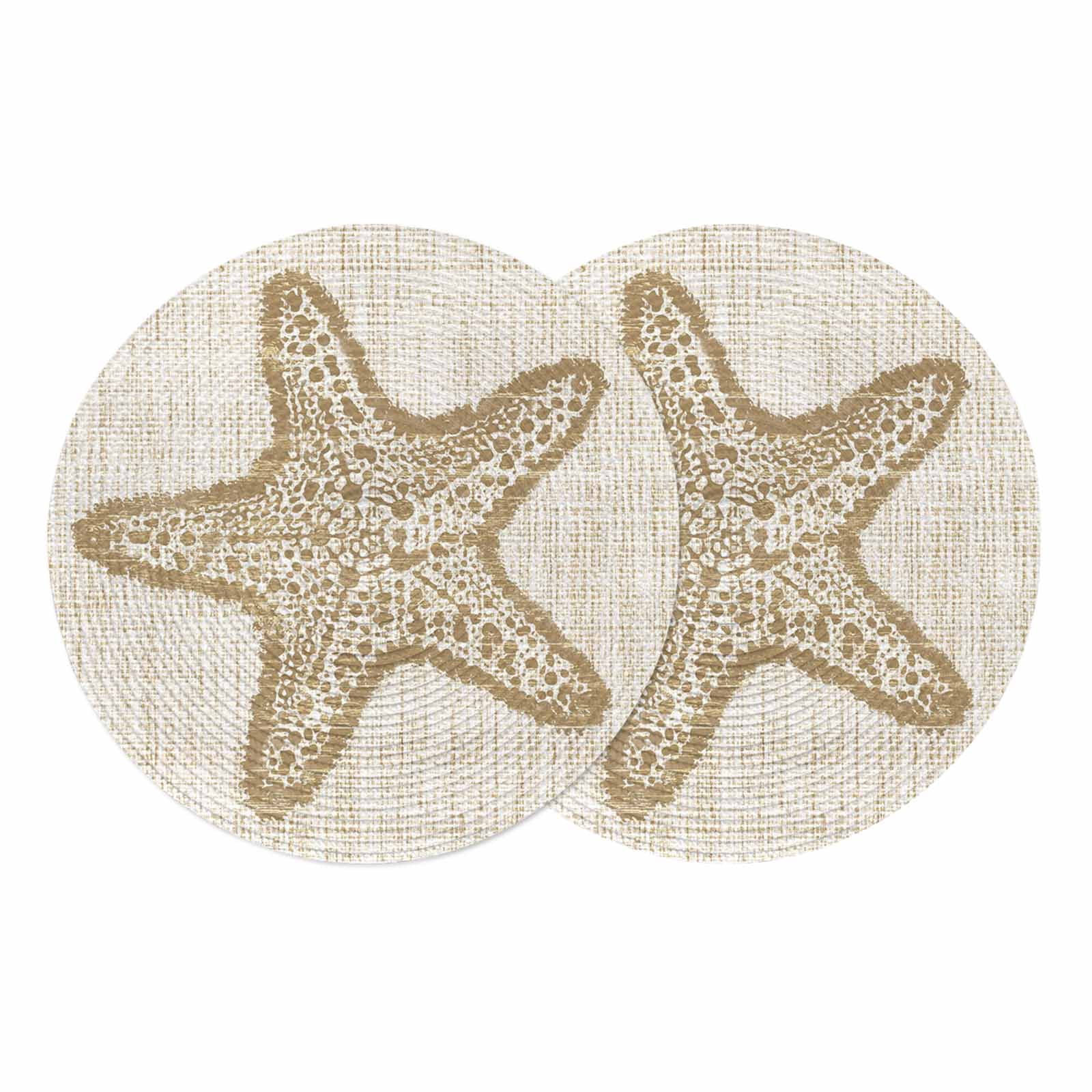 Beige Starfish Round Placemats Set of 2 Vintage Gray Farmhouse Coastal ...