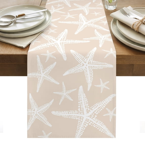 Beige Starfish Table Runner Summer Coastal Nautical Ocean Classic ...