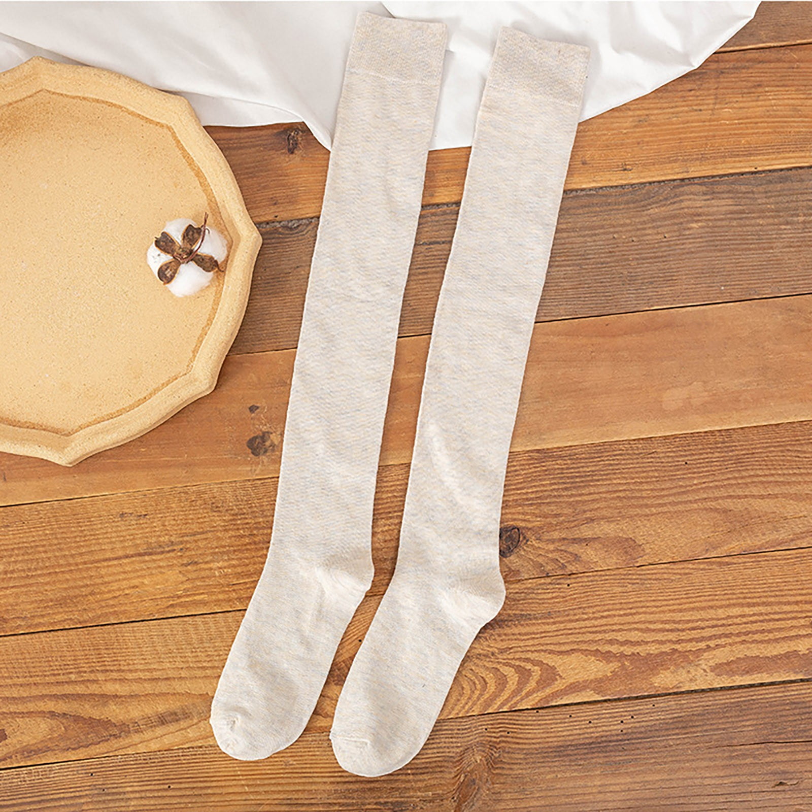 Beige Stockings Womens Long Socks Pure Color Socks Heap Heap Socks ...
