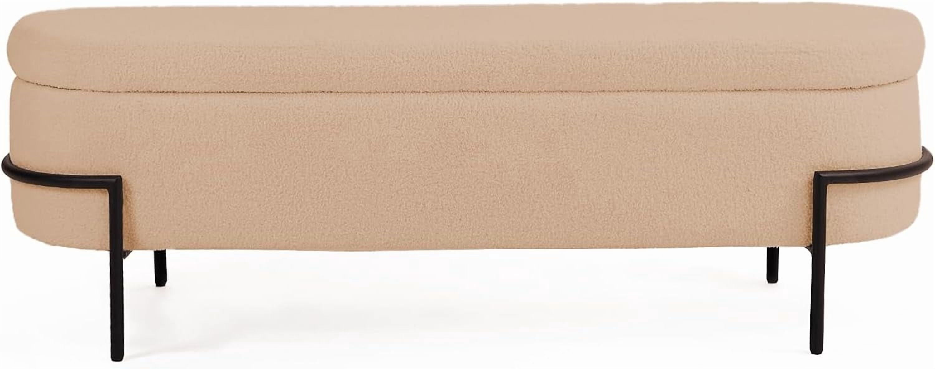 Beige Storage Ottoman, Sherpa Ottoman with Storage, Boucle Modern ...