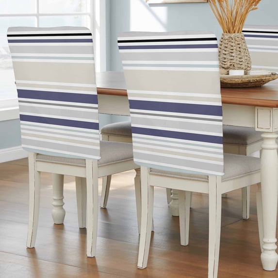 Beige Stripe Chair Back Covers, Removable Chair Covers for Dining ...