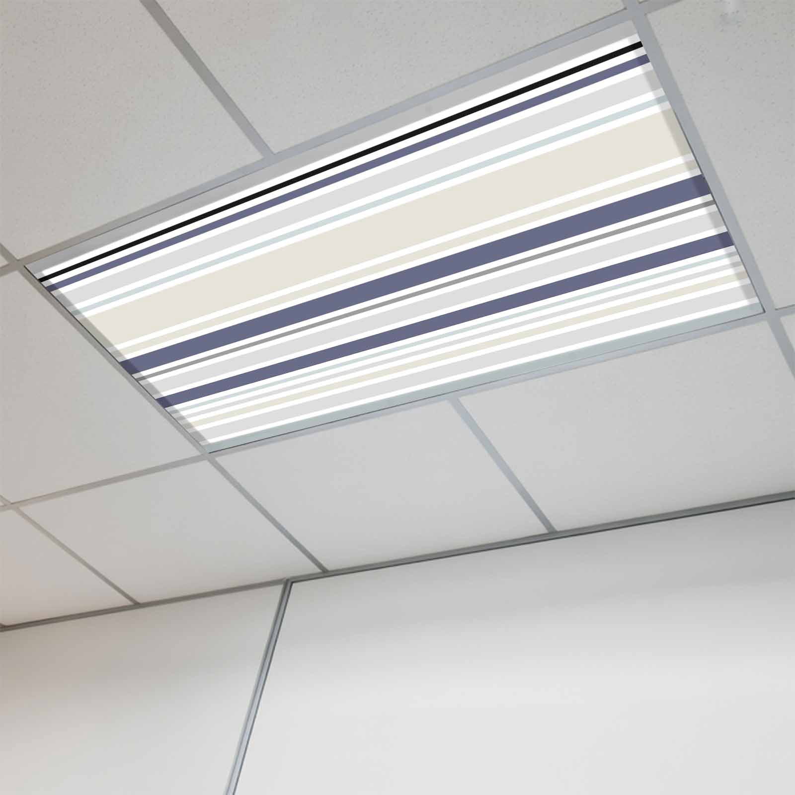 Beige Stripe Fluorescent Light Covers, Modern Abstract Art Navy Blue ...