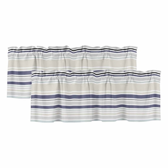 Beige Stripe Valances for Windows, Modern Abstract Art Navy Blue ...