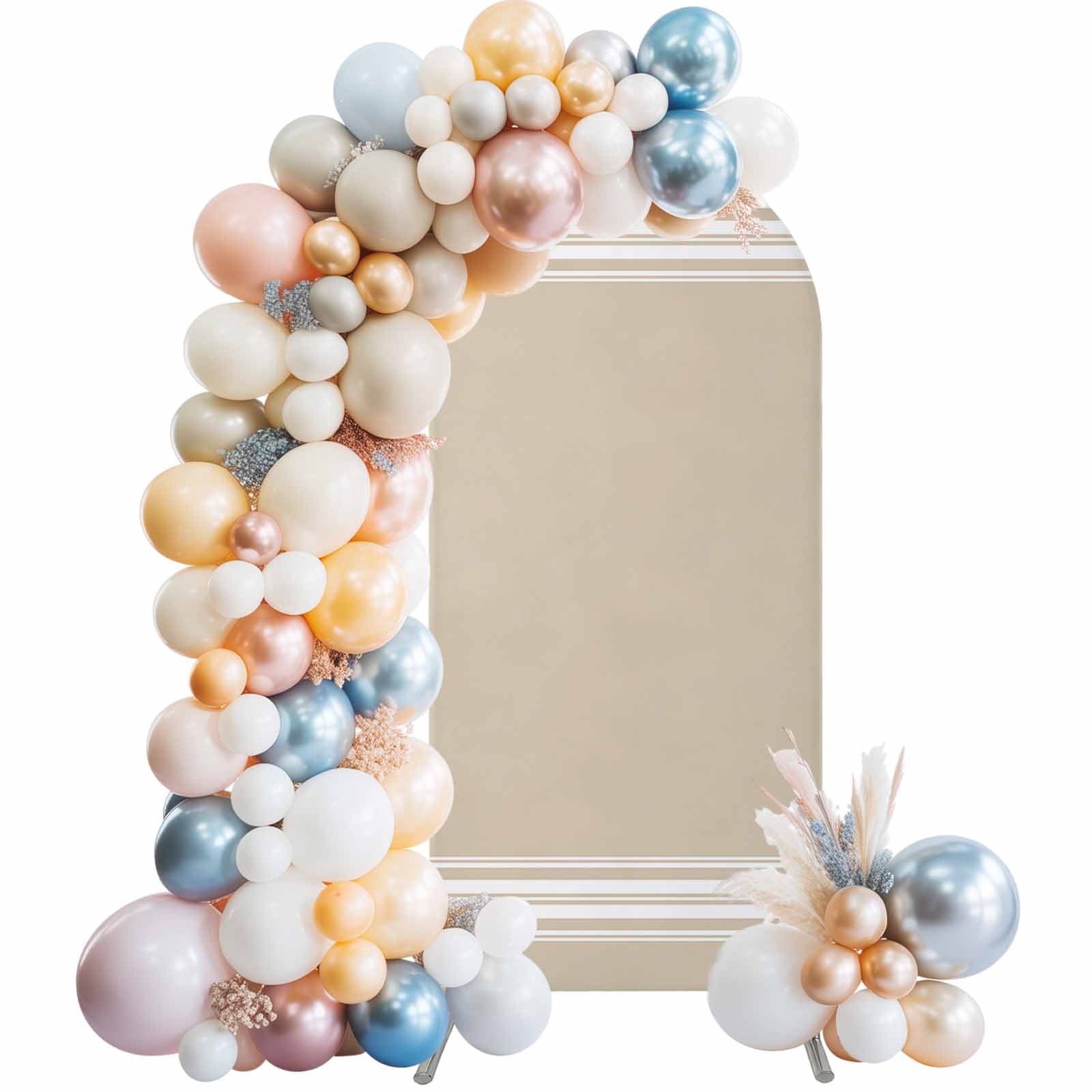 Beige Striped Arch Backdrop Cover 6.6x3.3 Ft,Spandex Wedding Arch Stand ...