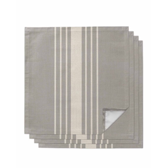 Beige Striped Cloth Napkins Set of 4 Reusable Dinner Napkins, Grey ...