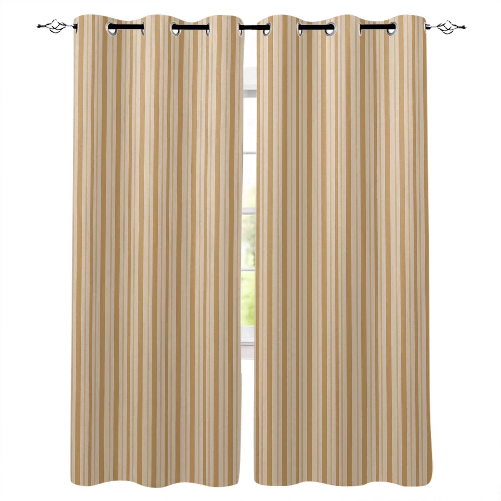 Beige Striped Kitchen Curtains Farmhouse Vintage Peach Stripes Cafe ...