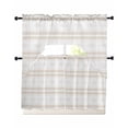 Beige Striped Kitchen Curtains Sets 36 Inch Length with Valance, Modern ...