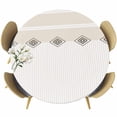 Beige Striped Round Tablecloth 45-54 Inch Round Fitted Table Cloth with ...