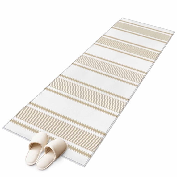 Beige Striped Runner Rug 2x6 Washable Kitchen Rug Non-Slip Lightweight ...