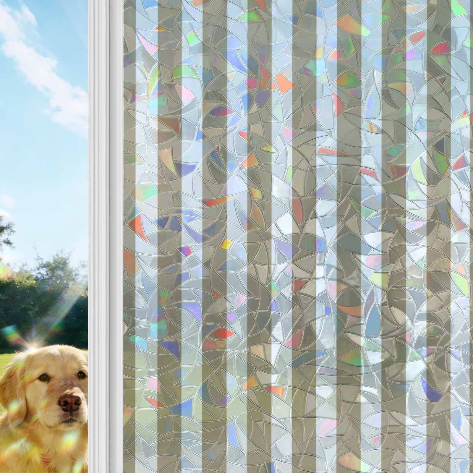 Beige Striped Window Privacy Film Stain Glass,Reusable Decorative ...