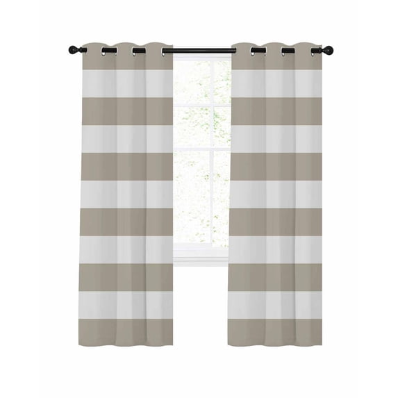 Beige Stripes Blackout Curtains 72 Inches Long for Bedroom, Simple ...