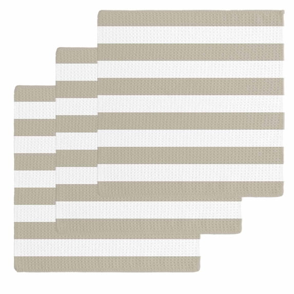 Beige Stripes Kitchen Dish Towels for Drying Dishes Set of 3, Simple ...