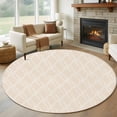 Beige Stripes Line 5FT Round Area Rugs for Living Room Country Abstract ...