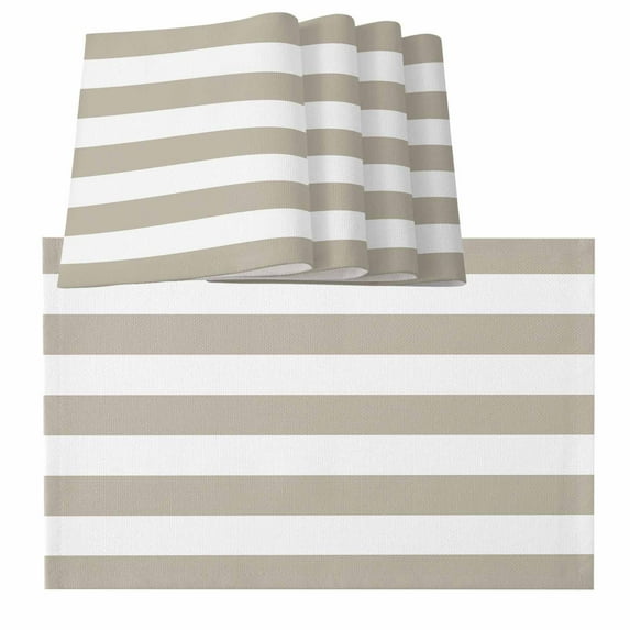 Beige Stripes Placemats for Dinning Table Set of 6, Simple Beige White ...