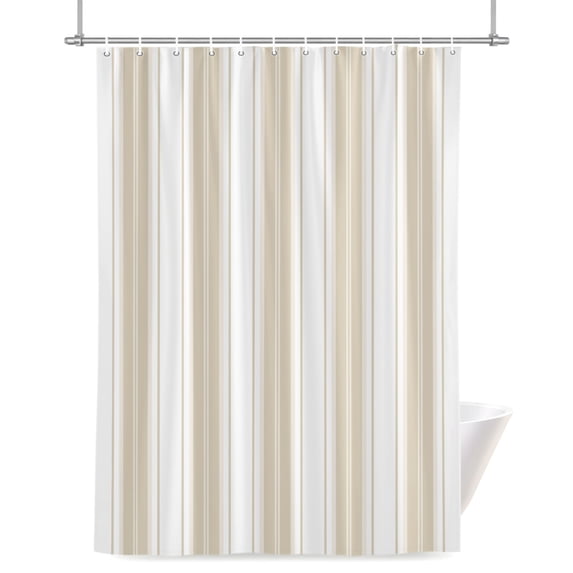 Beige Stripes Shower Curtain, Farmhouse Minimalist Striped Vintage ...