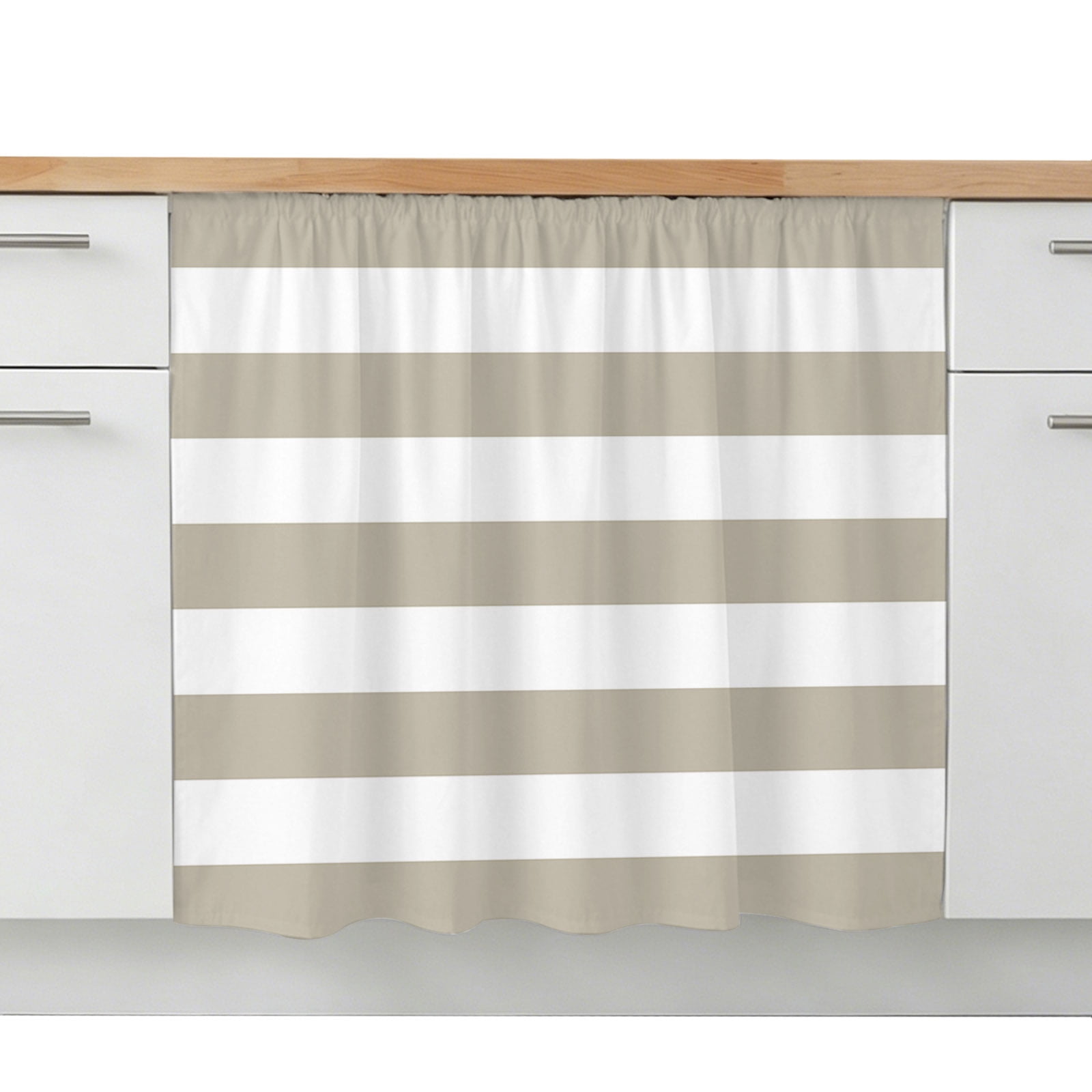 Beige Stripes Sink Skirt 10"W x 11"L, Dustproof Under Sink Curtain ...
