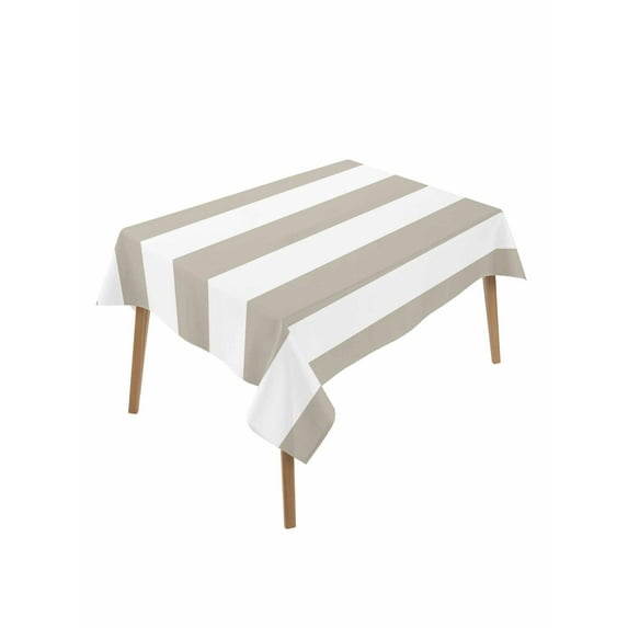 Beige Stripes Table Cloth, Simple Beige White Texture Waterproof ...