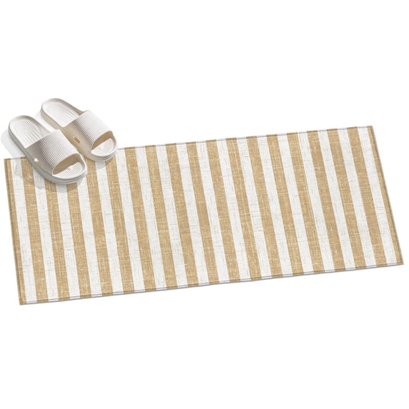 Beige Stripes Washable Area Rug 2 x 6 ft Modern Abstract Linens ...