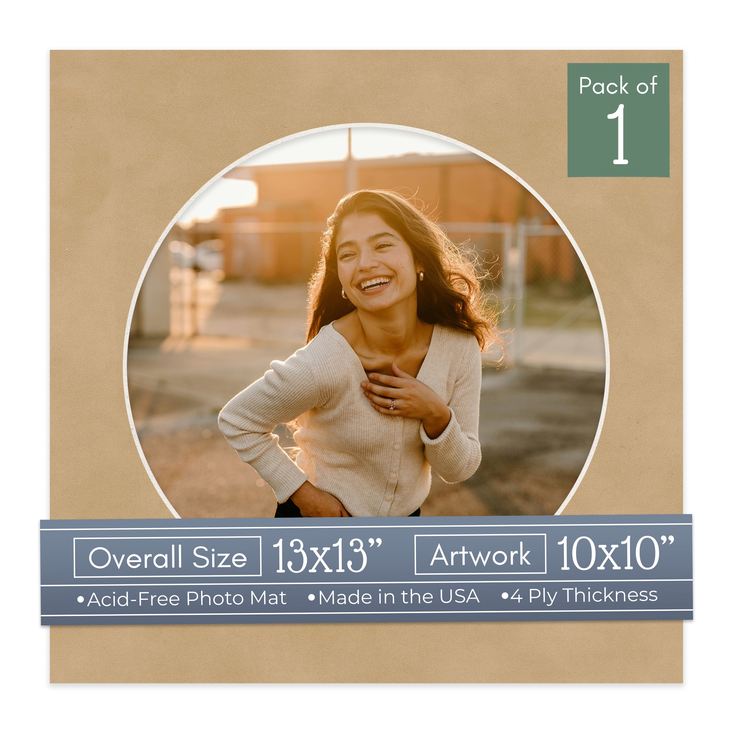 Beige Suede Picture Frame Mat for 13x13 Frames - Circle Opening for ...