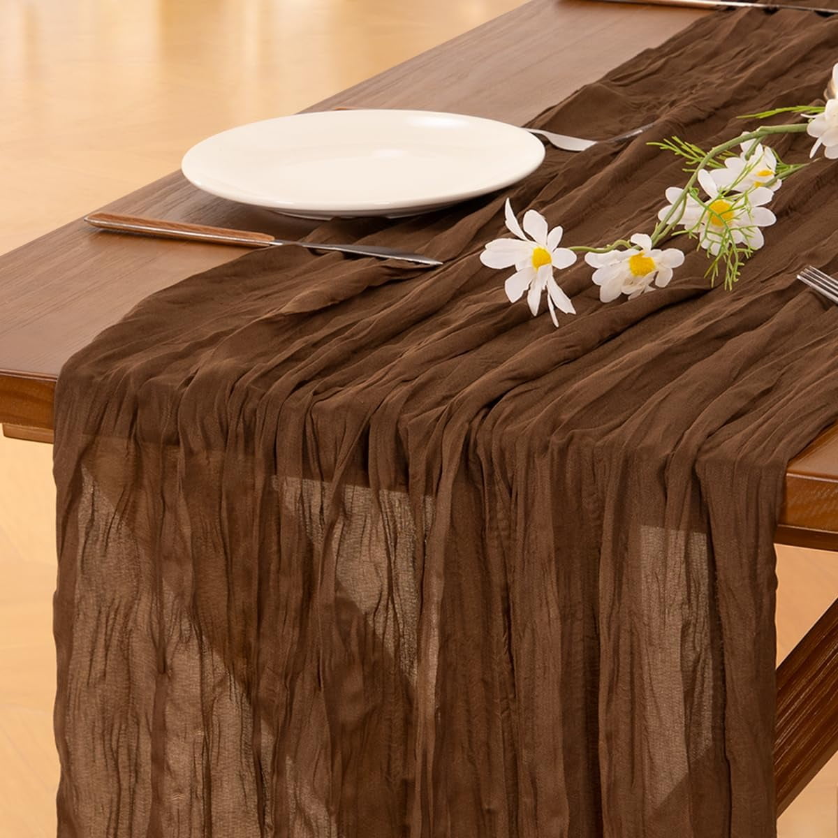 Beige Summer Cheesecloth Table Runner Boho Rustic Gauze 120 inch 10FT ...