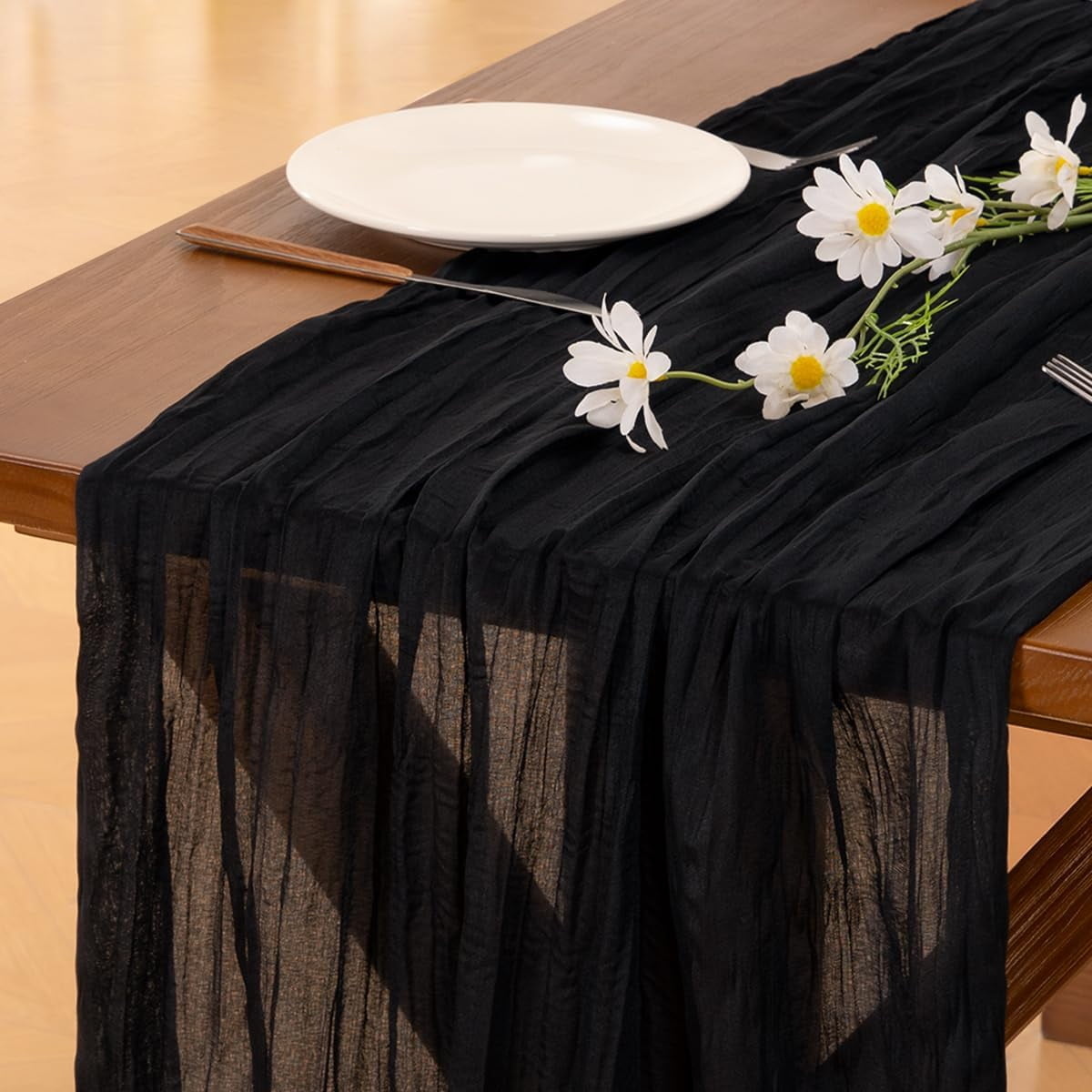 Beige Summer Cheesecloth Table Runner Boho Rustic Gauze 120 inch 10FT ...