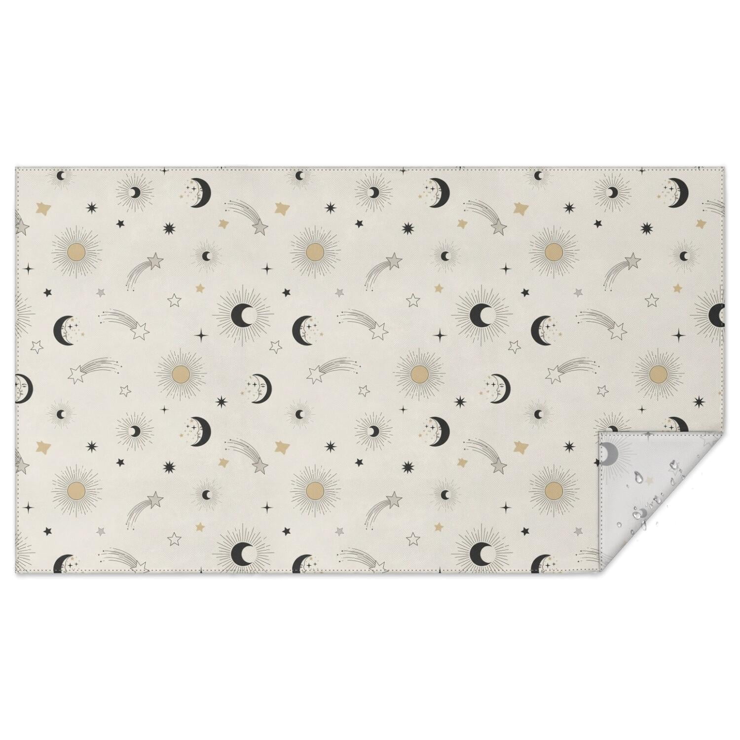 Beige Sun Moon Star Comet Pattern Rectangle Tablecloth 60"x102 ...