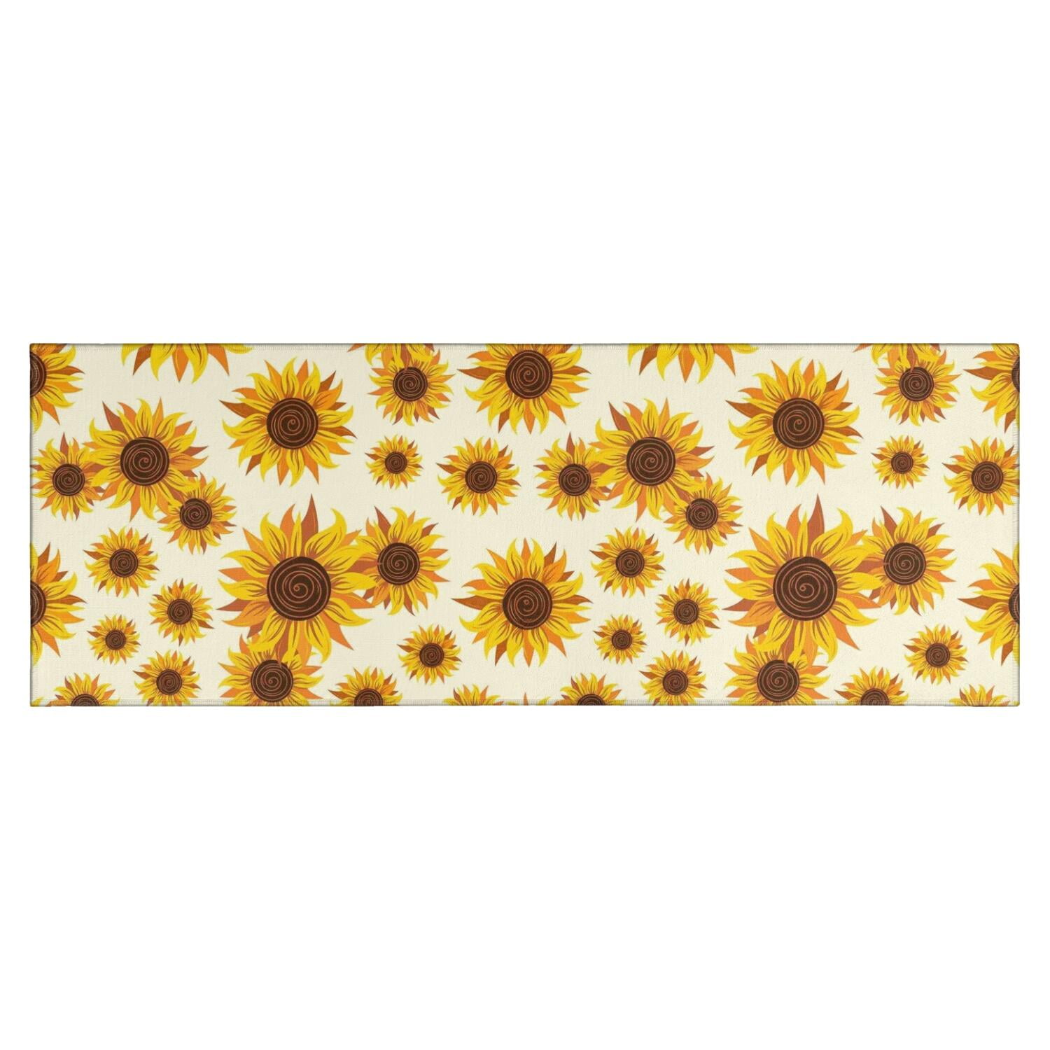 Beige Sunflower Pattern Kitchen Rug Mat,Kitchen Runner Rugs Non Skid ...