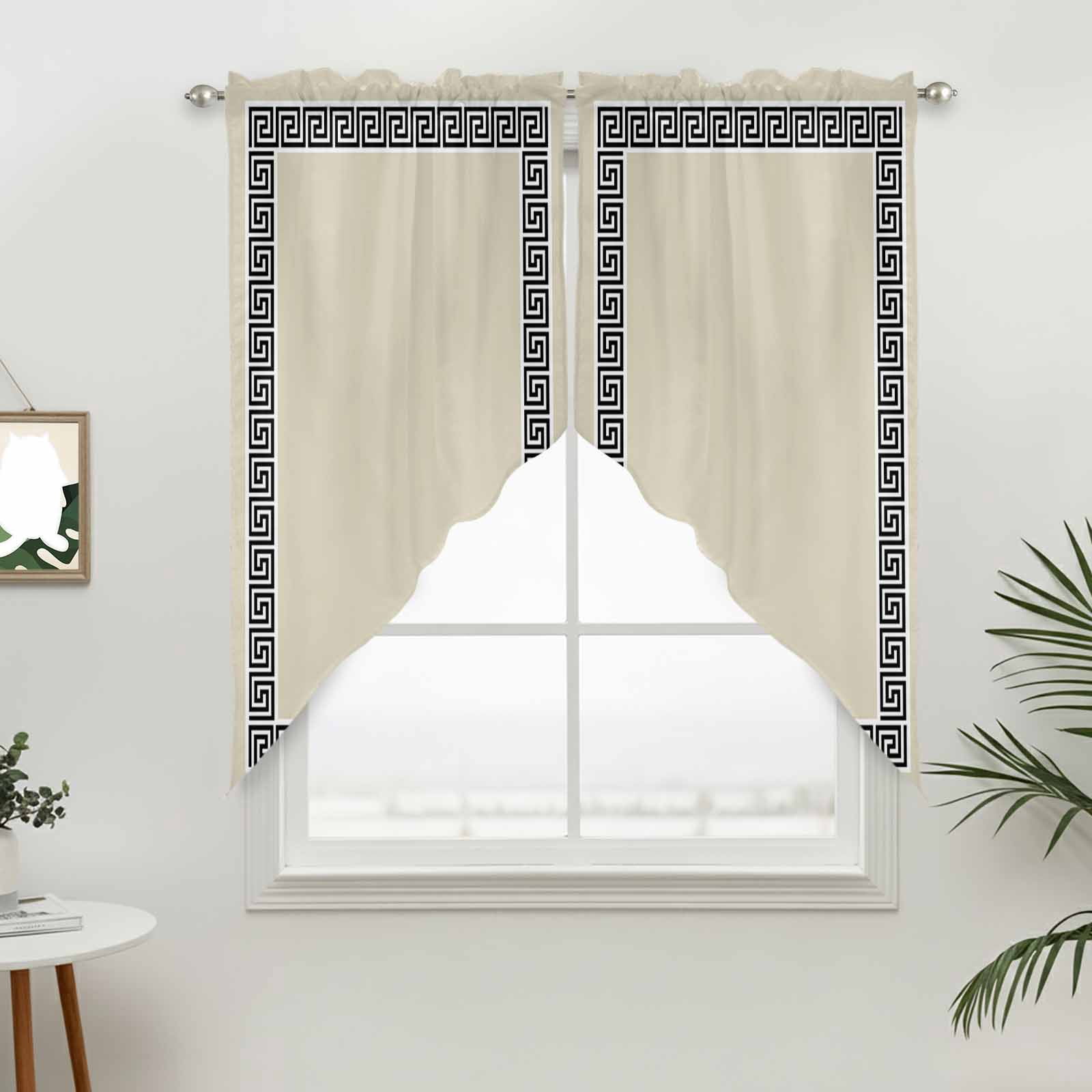 Beige Swag Curtain Valance for Windows, Greek Chinese Style Window ...