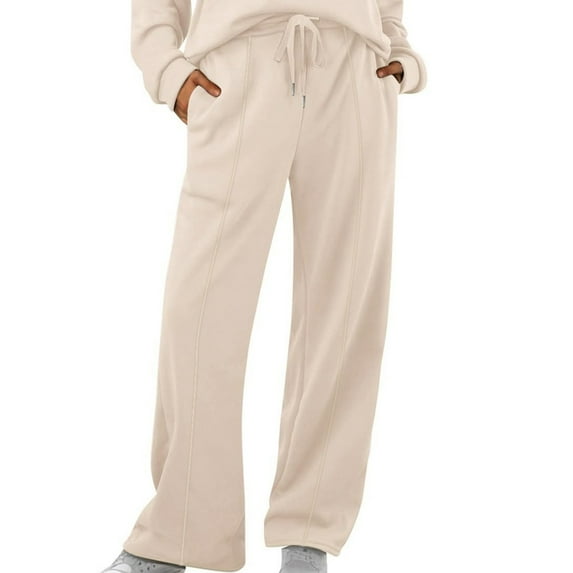 Beige Sweatpants Womens Outfits Half Zip Hoodie Sweatsuit Sets ...